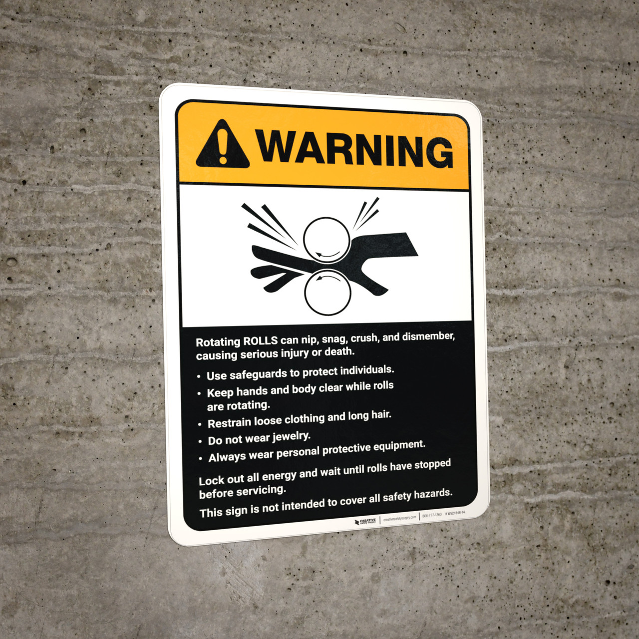 Warning: Rotating Rolls Machine Guidelines ANSI - Wall Sign | Creative ...