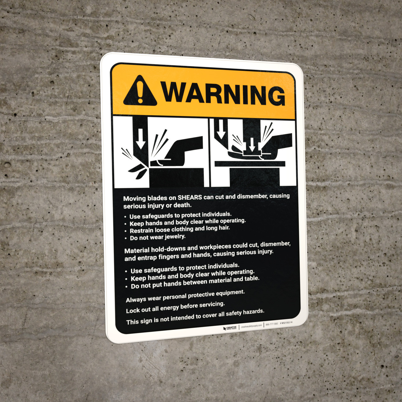 Warning: Moving Blades and Shears Guidelines ANSI - Wall Sign ...