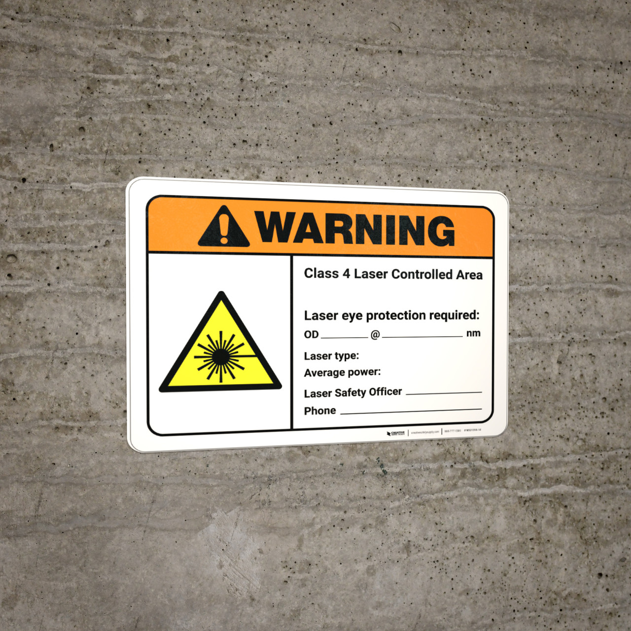 Warning: Class 4 Laser Controlled Area (Write-In) ANSI - Wall Sign ...
