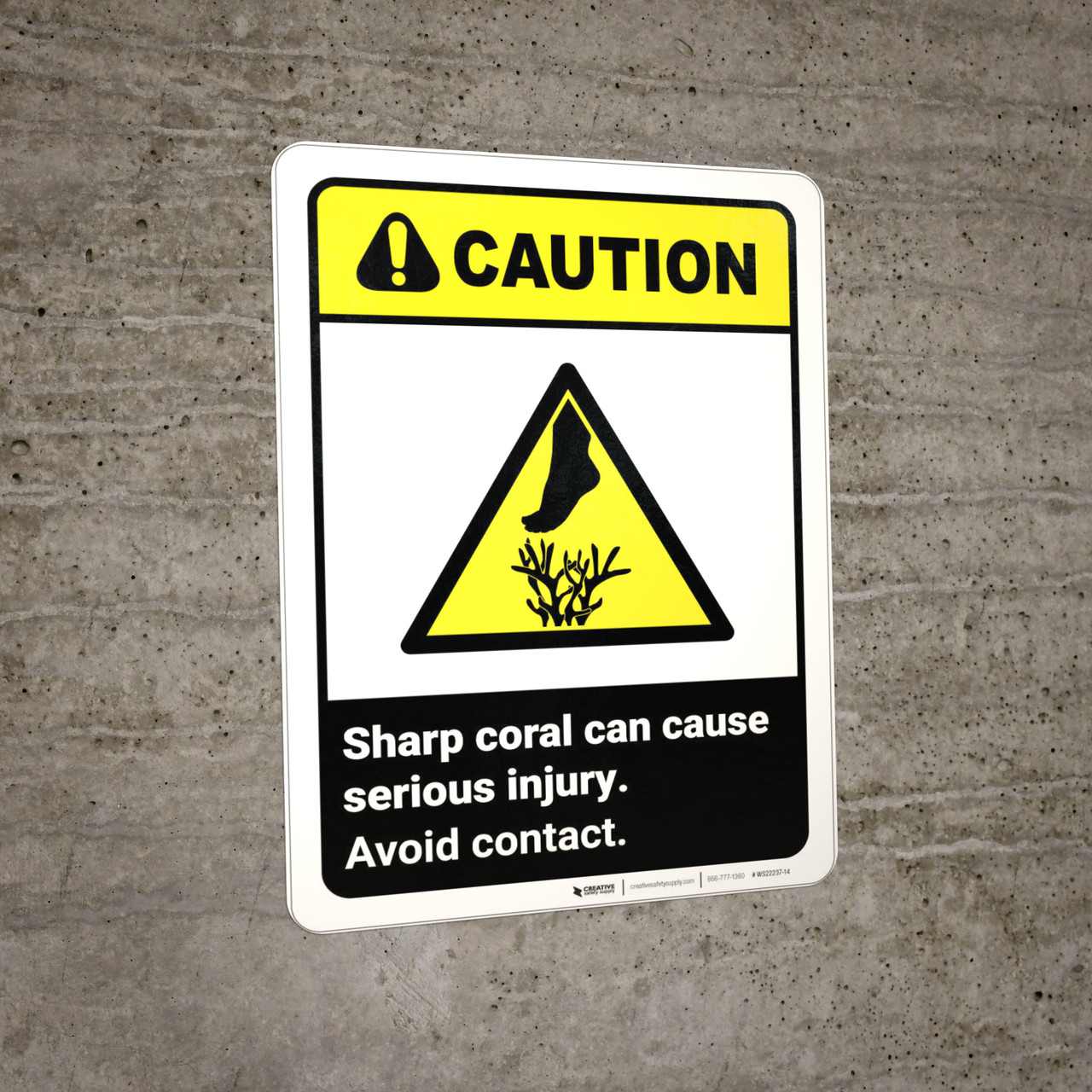 Caution: Sharp Coral Can Cause Serious Injury ANSI - Wall Sign ...