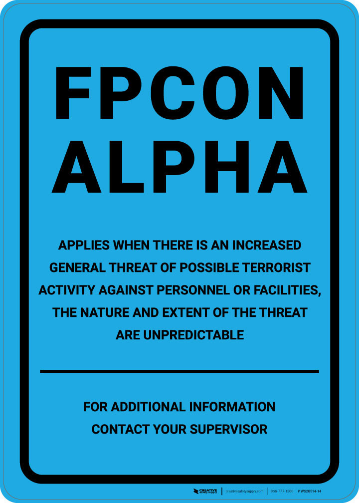 FPCON ALPHA - Wall Sign | Creative Safety Supply