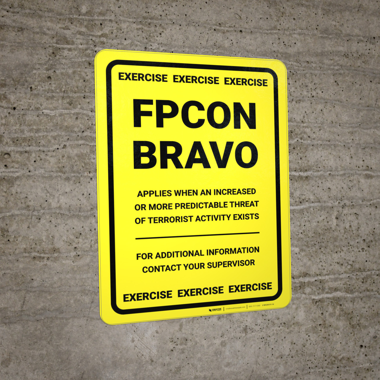 FPCON BRAVO - Exercise - Wall Sign | Creative Safety Supply