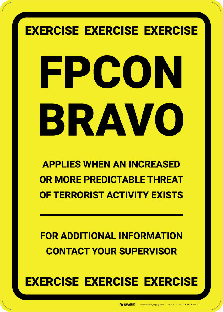 FPCON BRAVO - Exercise - Wall Sign | Creative Safety Supply
