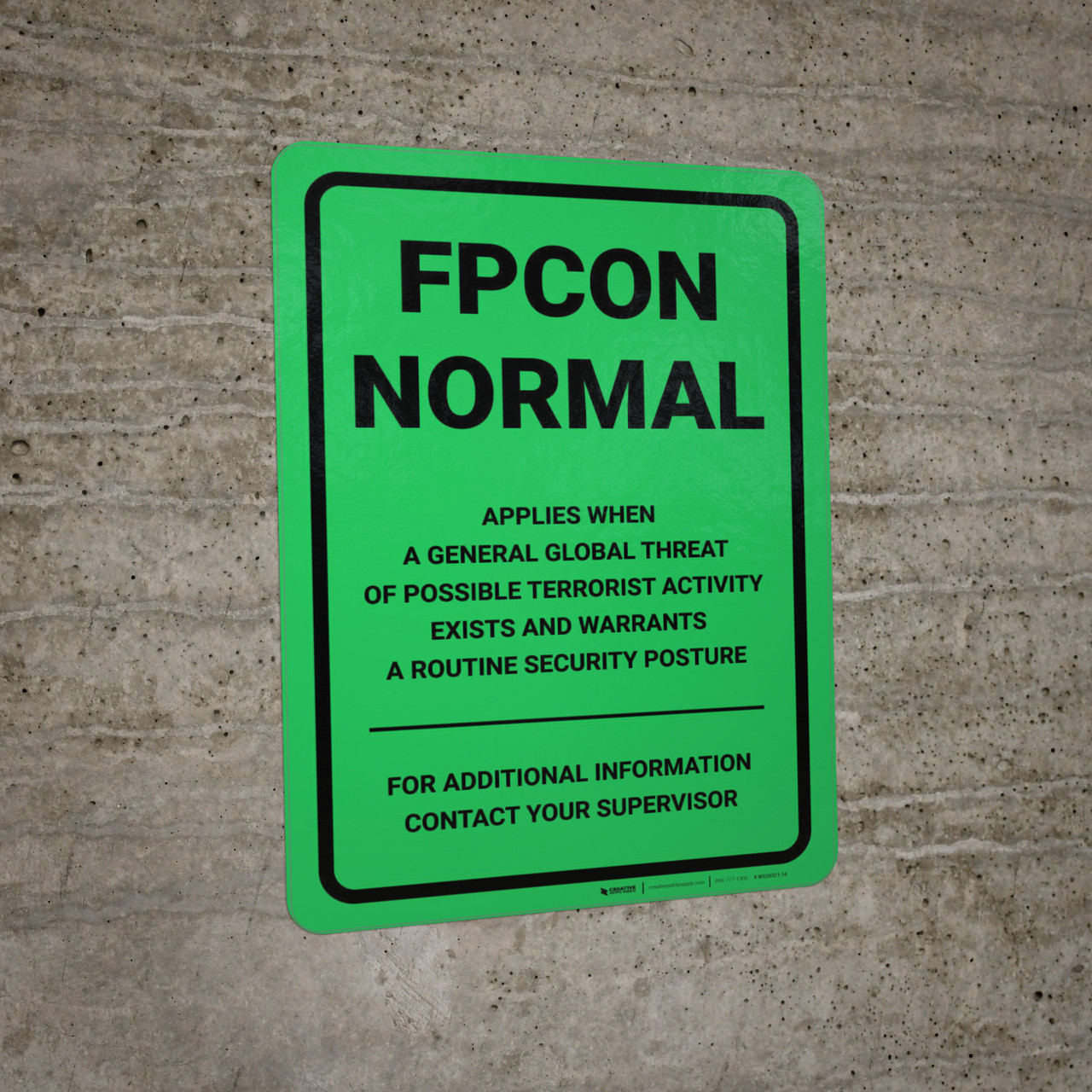 FPCON Normal - Wall Sign | Creative Safety Supply