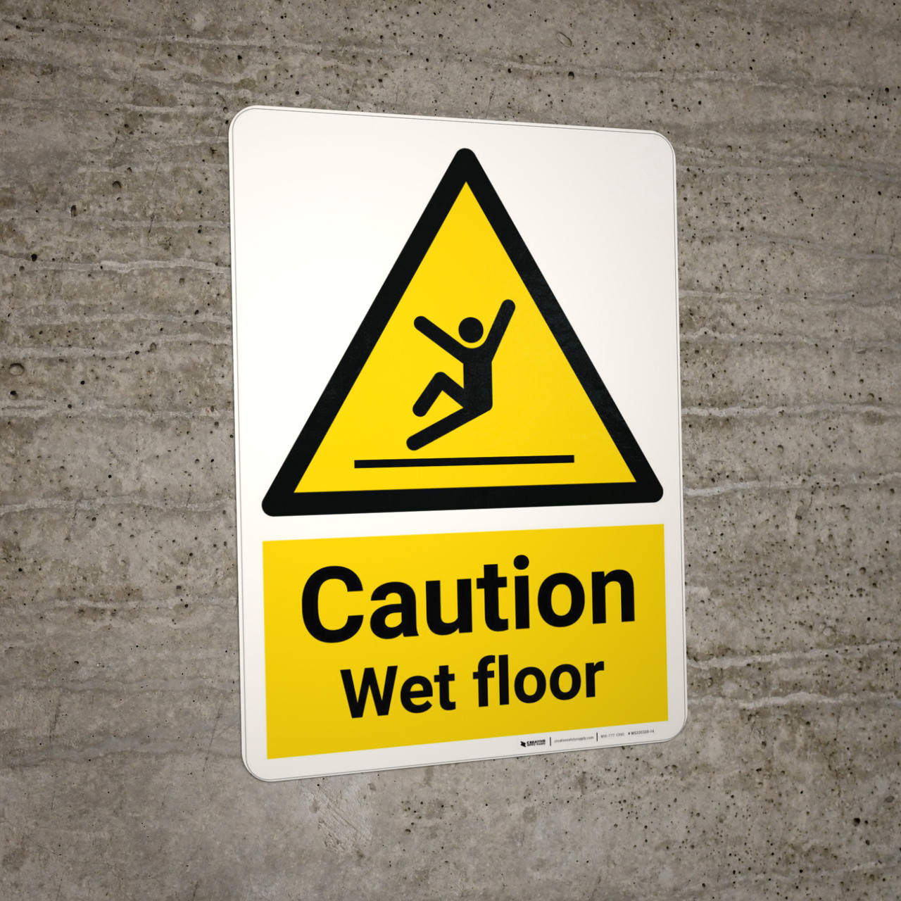 Caution: Wet Floor with Pictogram Portrait - Wall Sign | Creative ...
