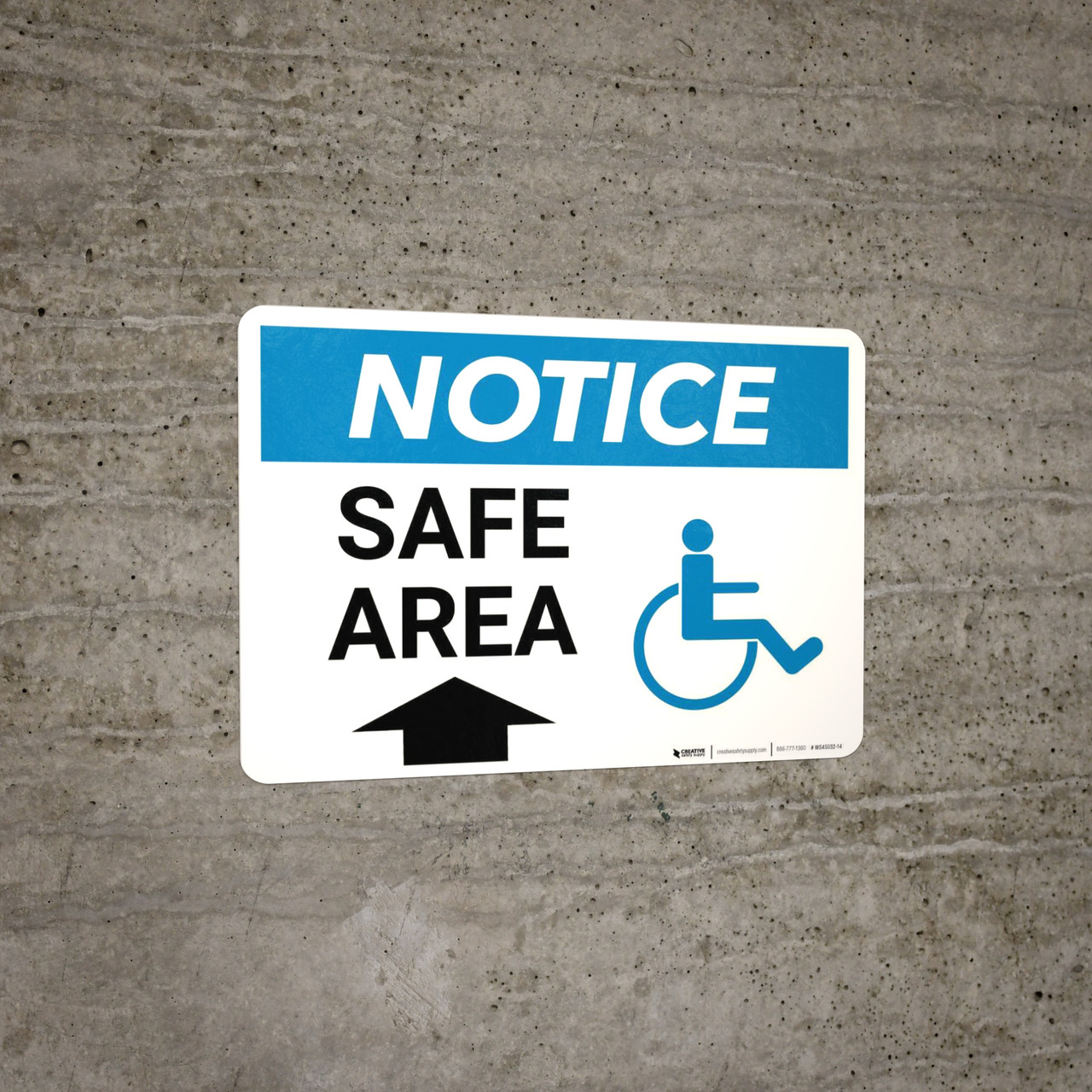 Notice: Safe Area with ADA Icon and Up Arrow Landscape | Creative ...