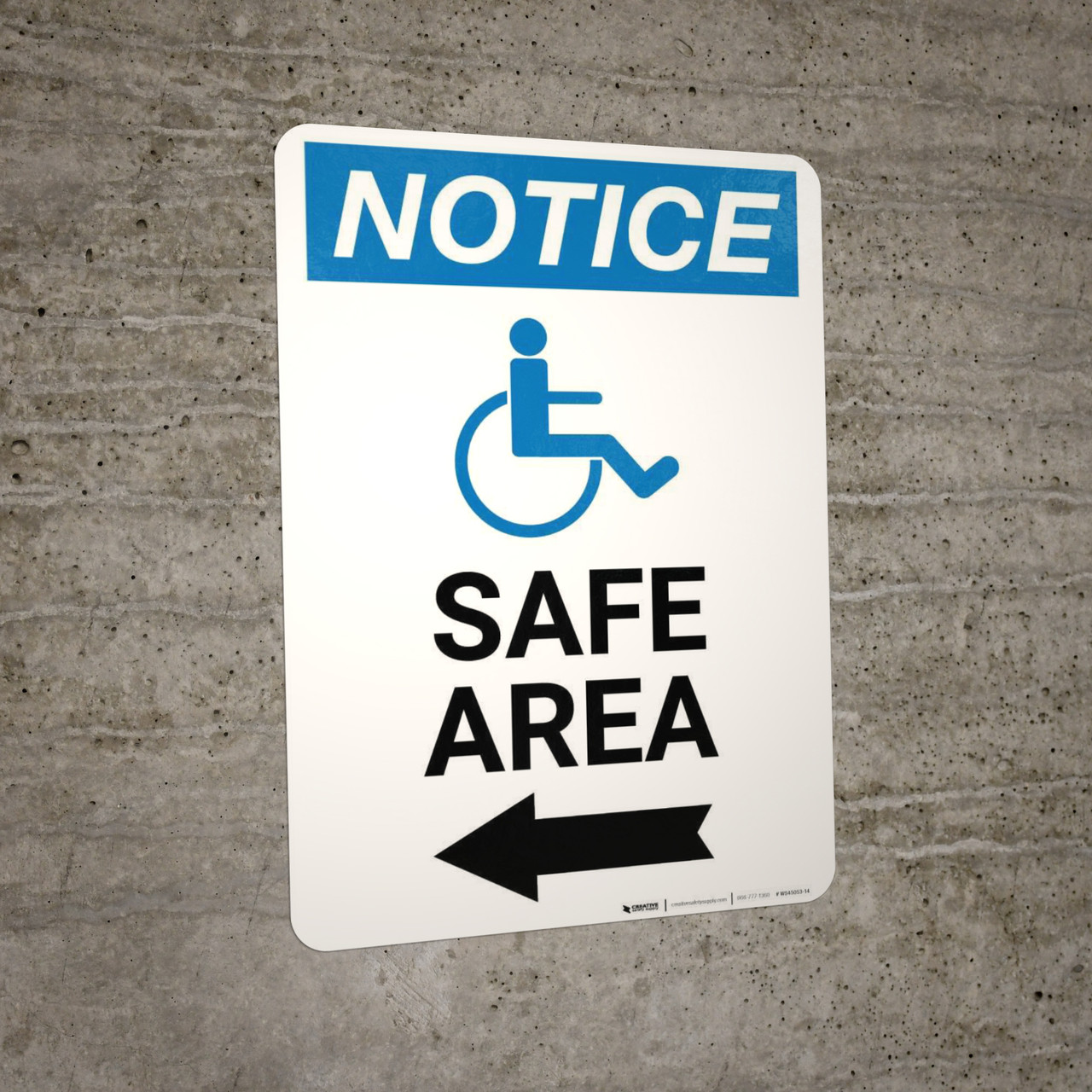 Notice: Safe Area Left Arrow with ADA Icon Portrait | Creative Safety ...
