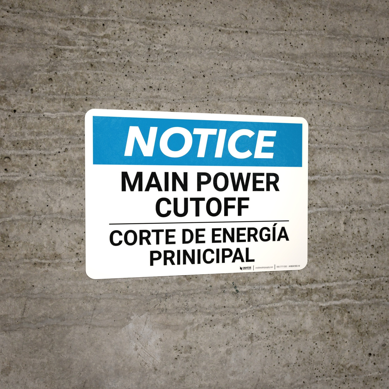 Notice: Bilingual Spanish Main Power Cut-off Landscape | Creative ...