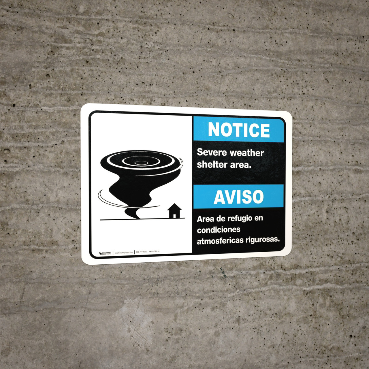 Notice: Bilingual Spanish Severe Weather Shelter Area with Icon ...