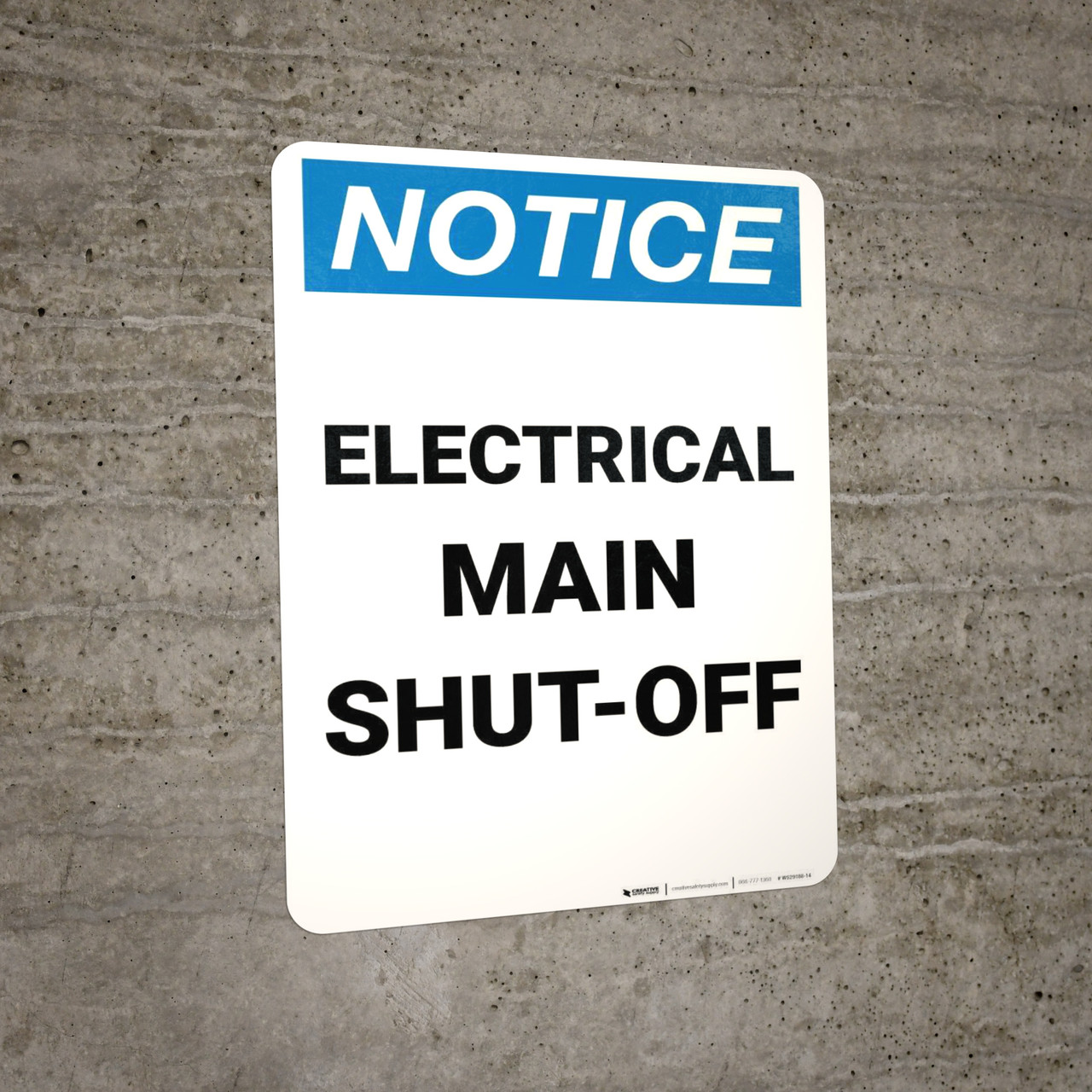 Notice: Electrical Main Shut-Off Portrait | Creative Safety Supply