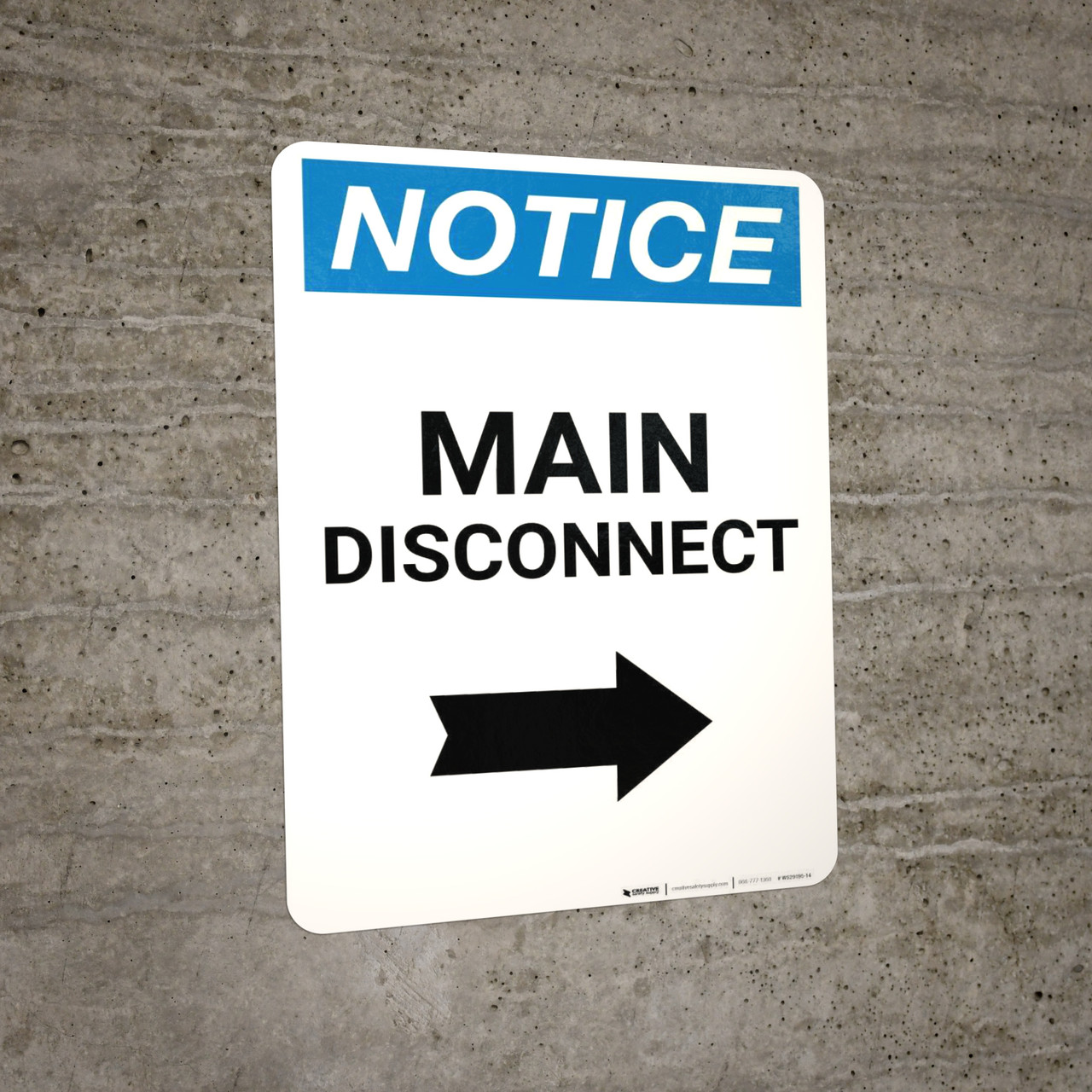 Notice: Main Disconnect Portrait with Right Arrow | Creative Safety Supply