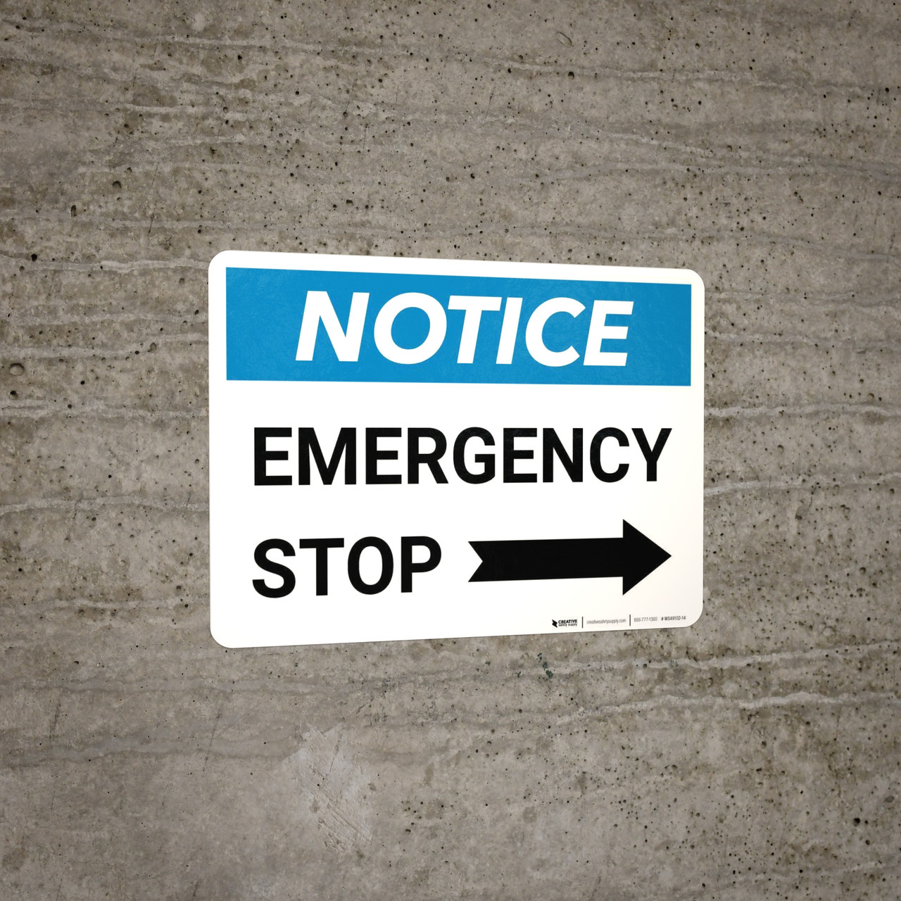 Notice: Emergency Stop Button with Right Arrow Landscape | Creative ...