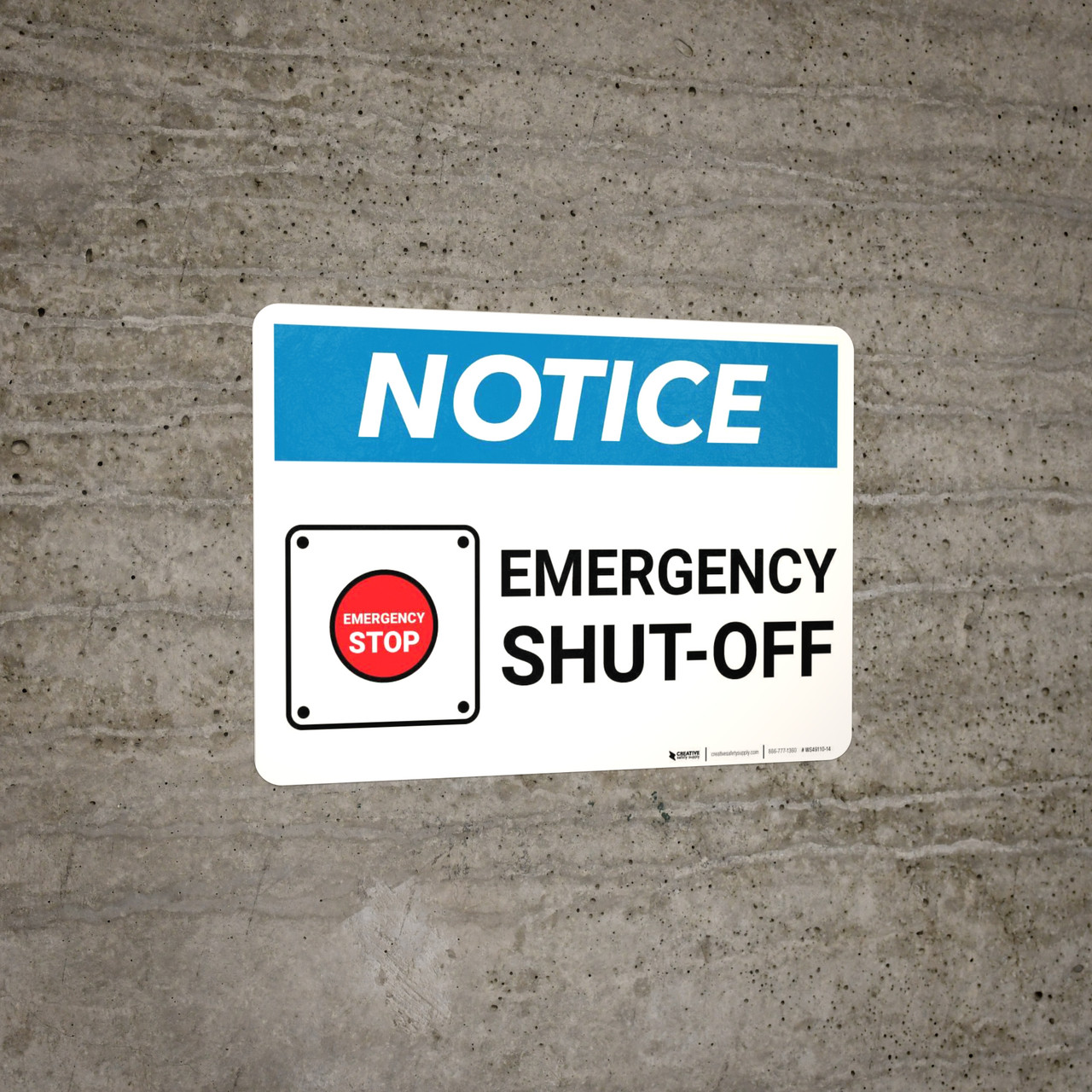 Notice: Emergency Shut-off with Icon Landscape | Creative Safety Supply