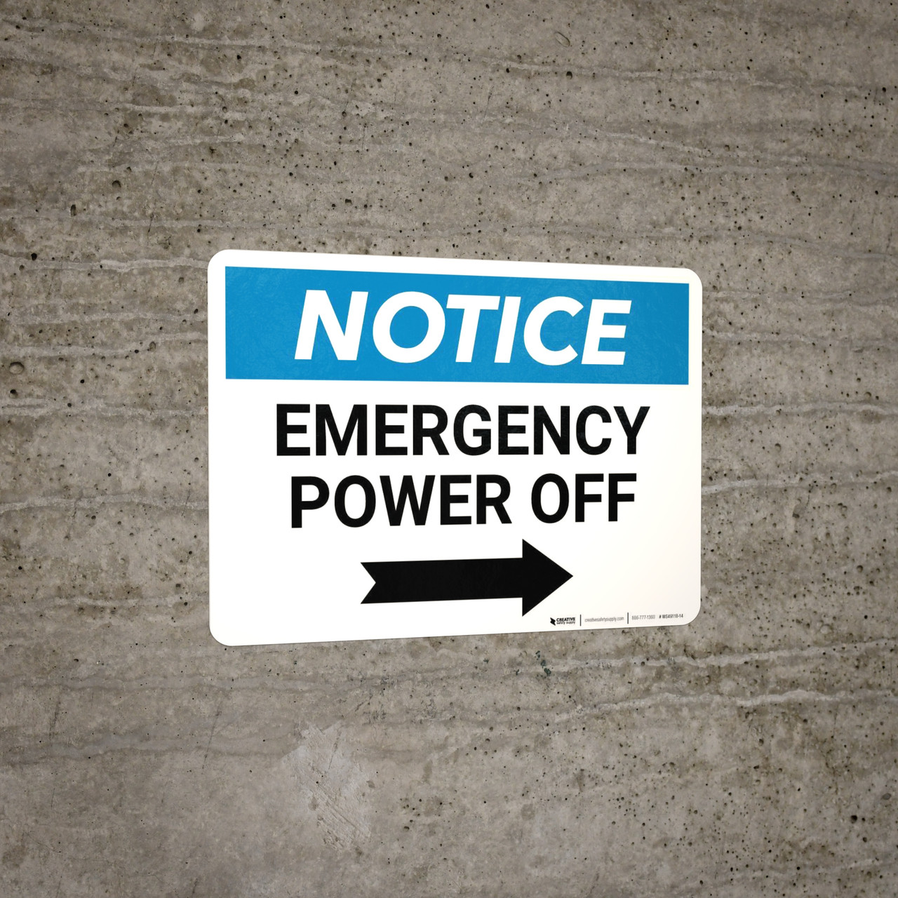 Notice: Emergency Power Off with Right Arrow Landscape | Creative ...