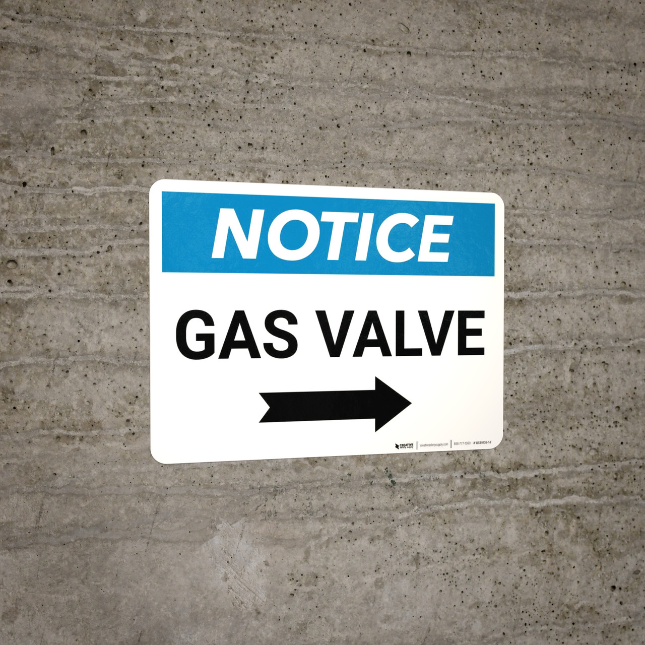 Notice: Gas Valve with Right Arrow Landscape | Creative Safety Supply