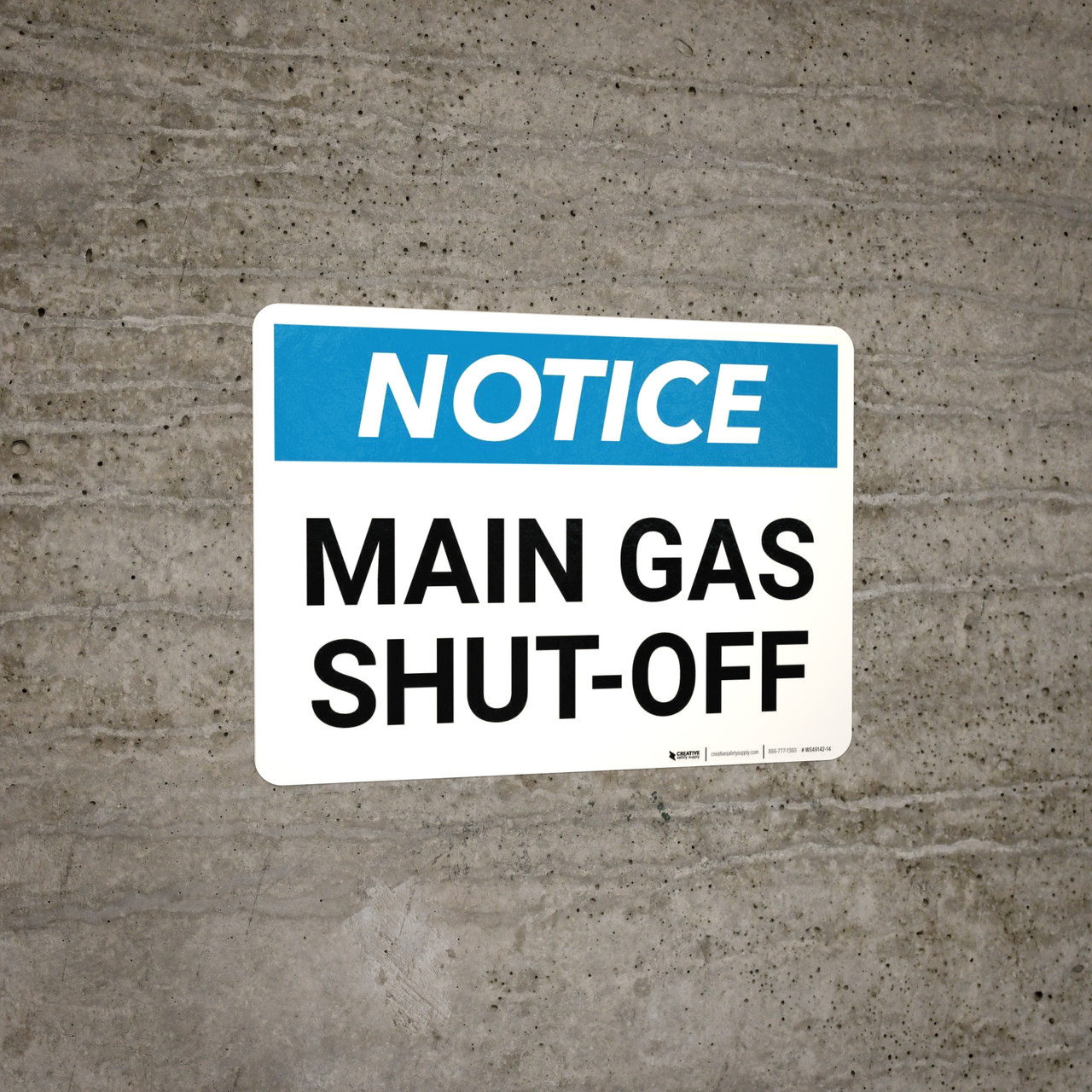 Notice: Main Gas Shut-Off Landscape | Creative Safety Supply