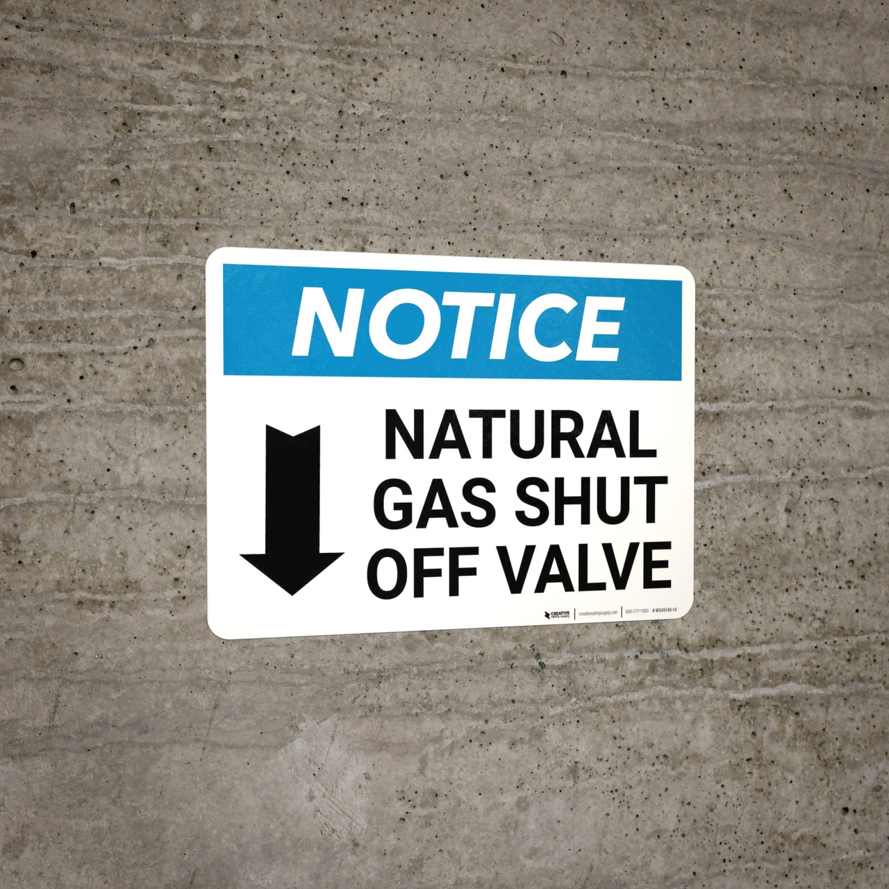 Notice: Natural Gas Shut-Off Valve with Down Arrow Landscape | Creative ...