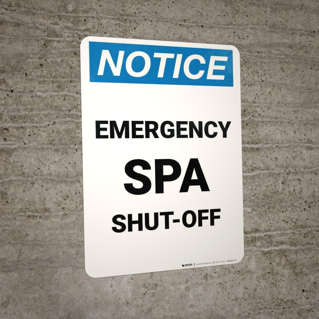 Notice: Emergency Spa Shut-Off Portrait | Creative Safety Supply