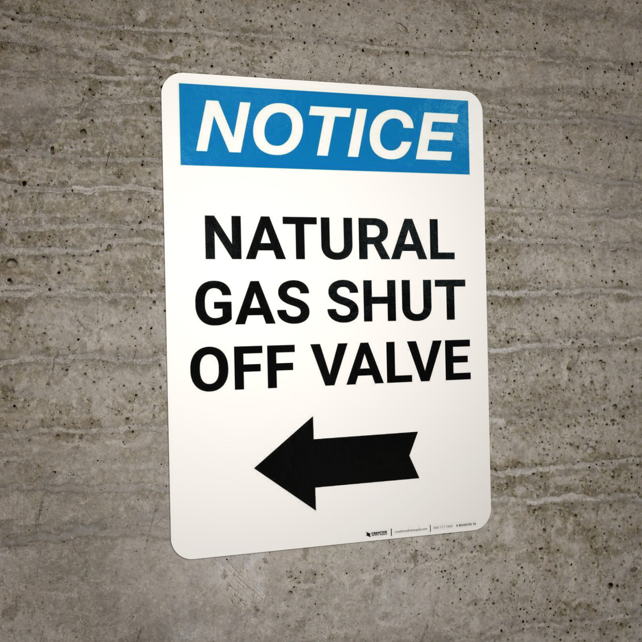 Notice: Natural Gas Shut-Off Valve with Left Arrow Portrait | Creative ...