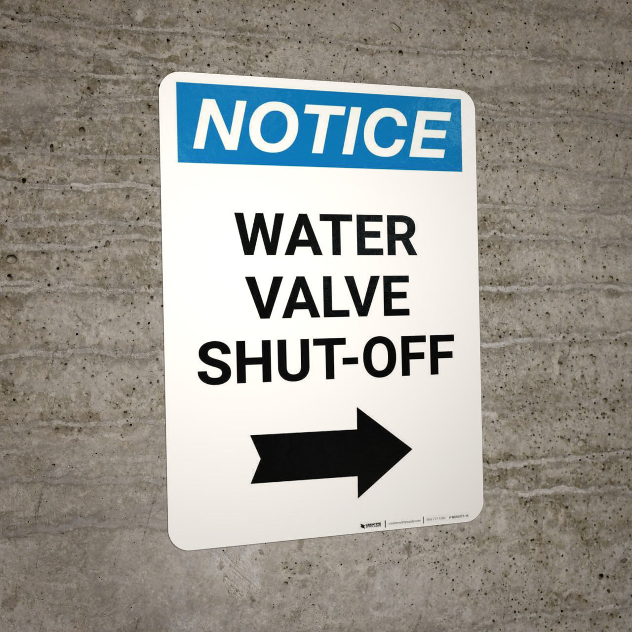 Notice: Water Valve Shut-Off with Right Arrow Portrait | Creative ...