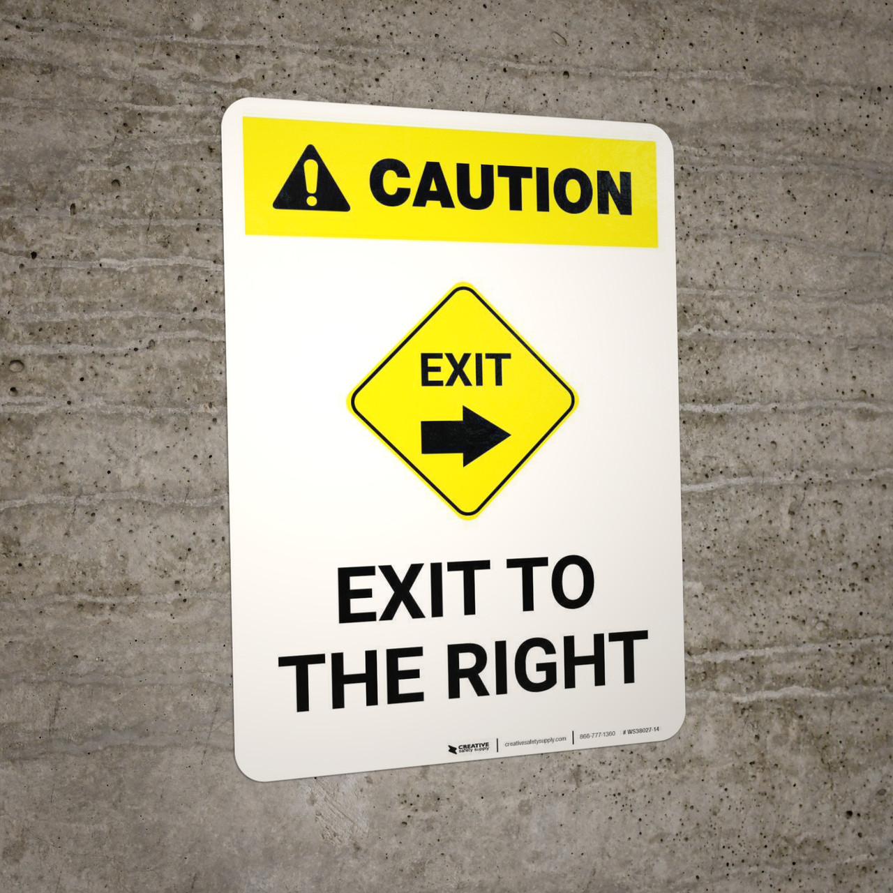 Caution: Exit To The Right Portrait | Creative Safety Supply