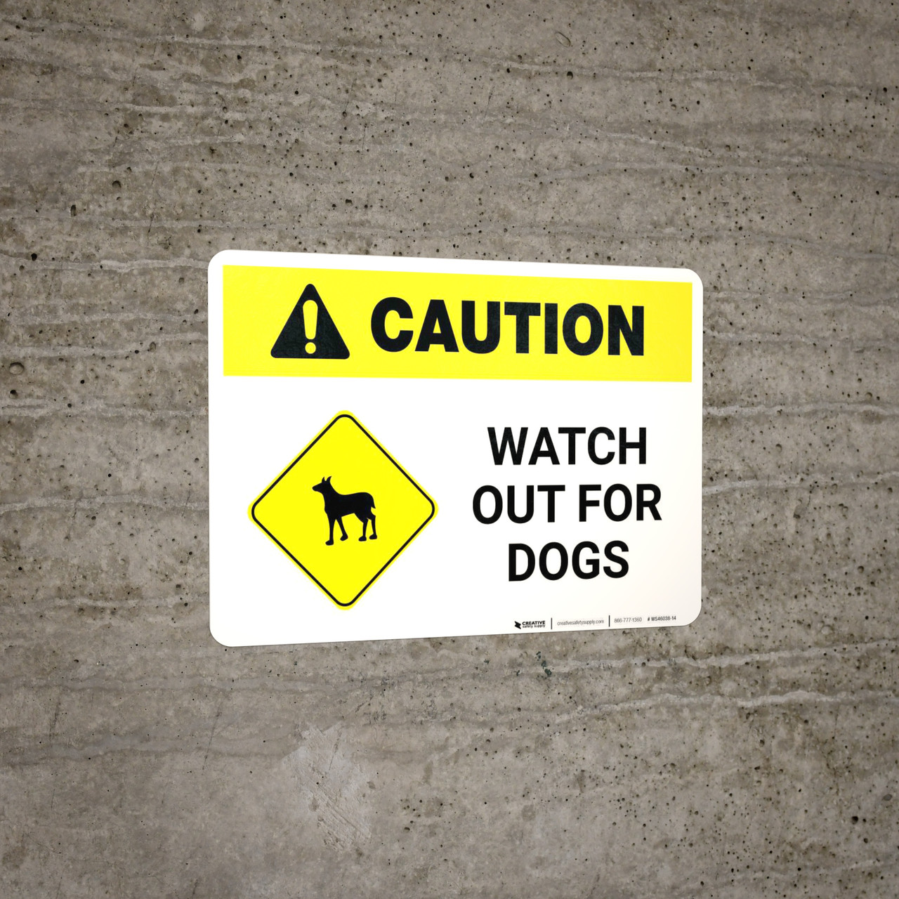 Caution: Watch Out for Dogs with Icon Landscape | Creative Safety Supply