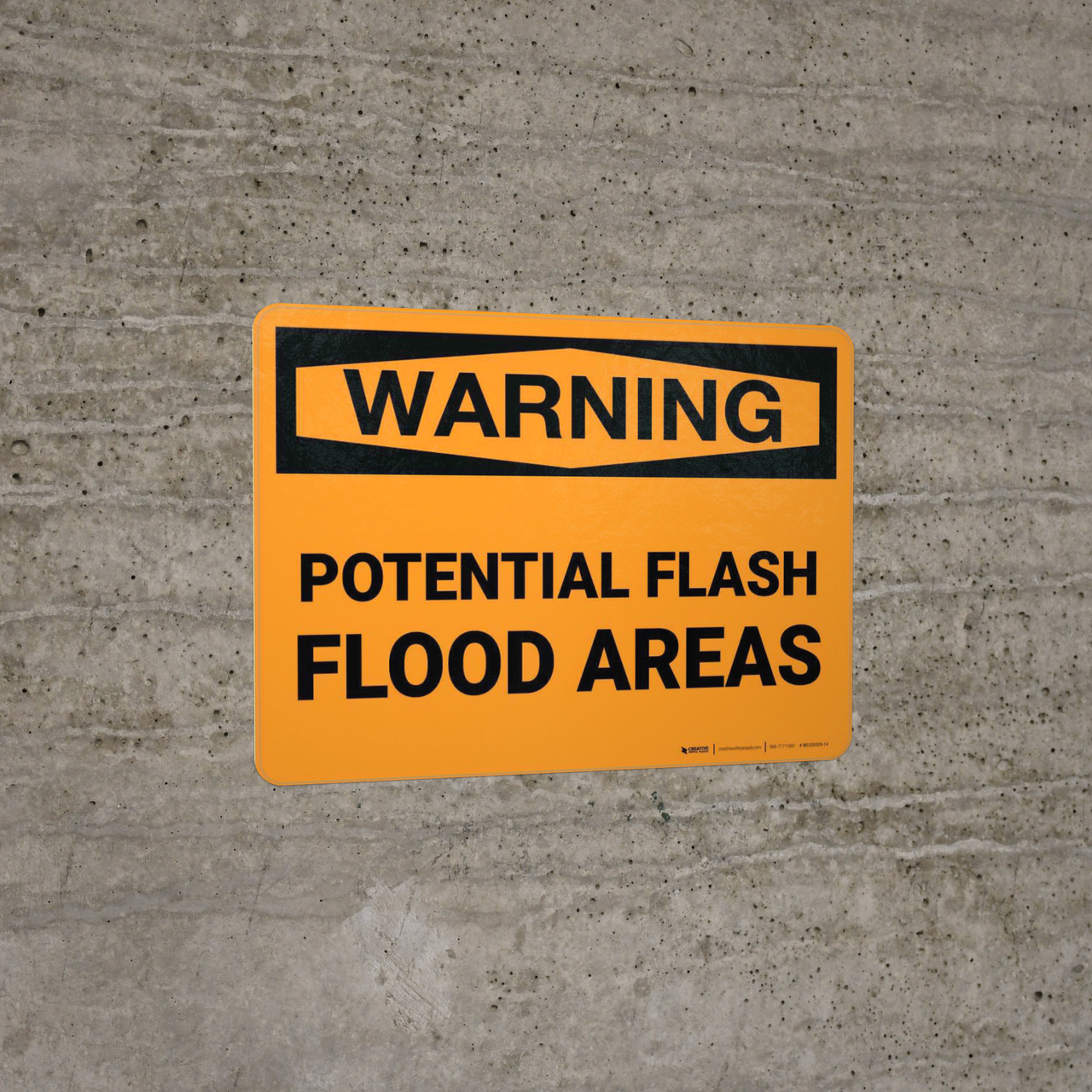 Warning: Potential Flash Flood Areas Landscape | Creative Safety Supply