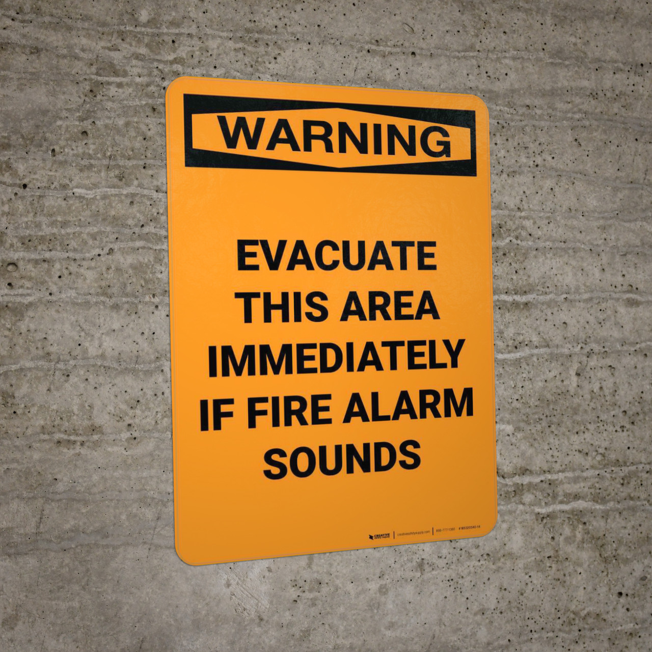 Warning: Evacuate This Area Immediately If Fire Alarm Sounds Portrait ...
