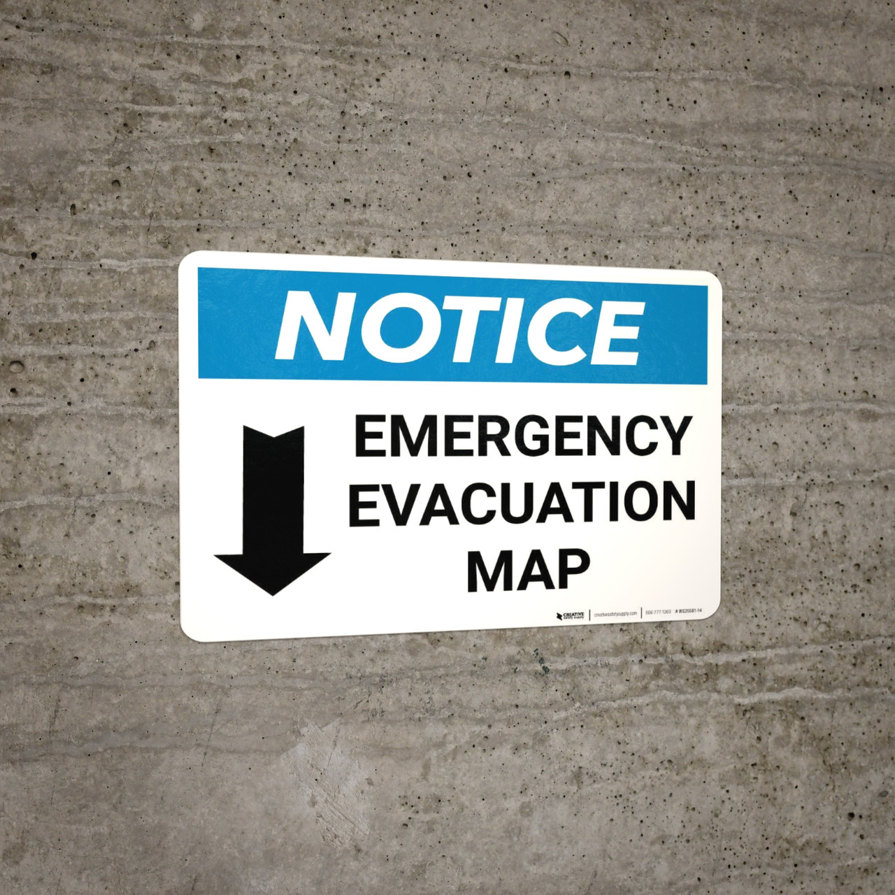 Notice: Emergency Evacuation Map with Down Arrow Landscape | Creative ...