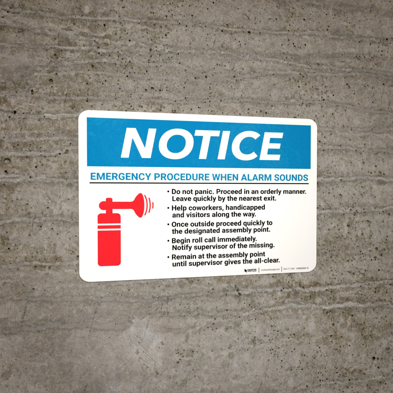 Notice: Emergency Procedure When Alarm Sounds Landscape | Creative ...