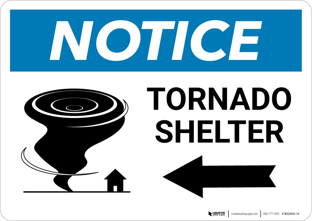 Notice: Tornado Shelter Right Arrow with Icon Landscape | Creative ...