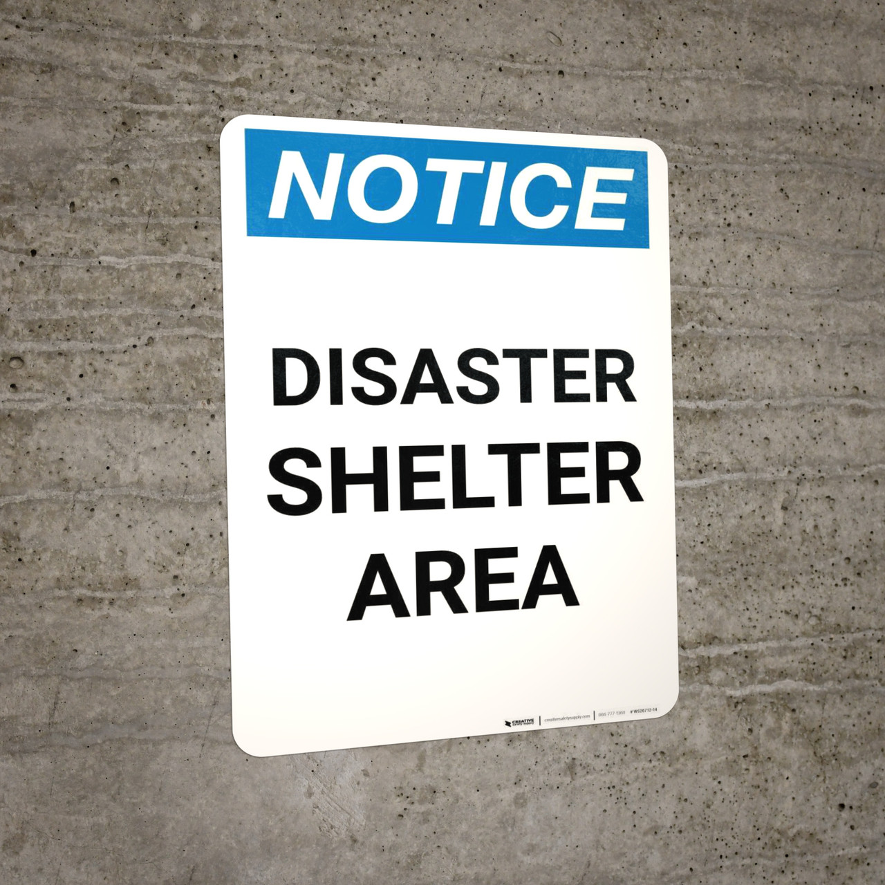 Notice: Disaster Shelter Area Portrait | Creative Safety Supply