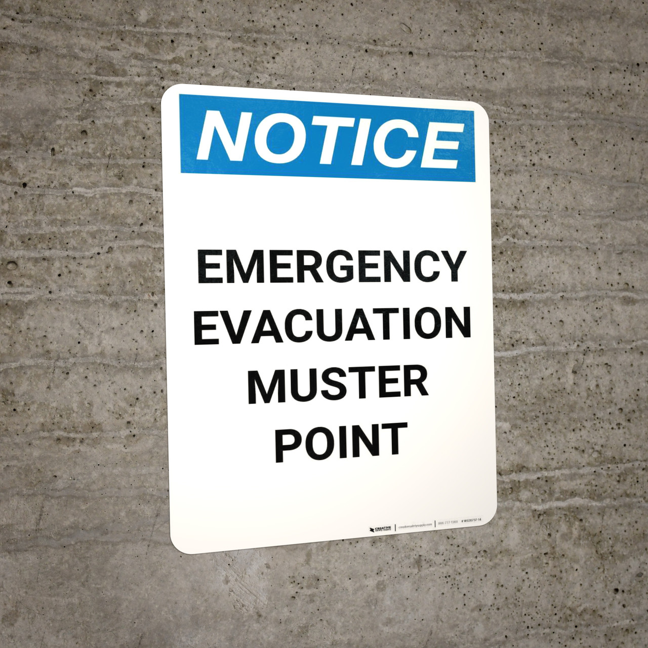 Notice: Emergency Evacuation Muster Point Portrait | Creative Safety Supply