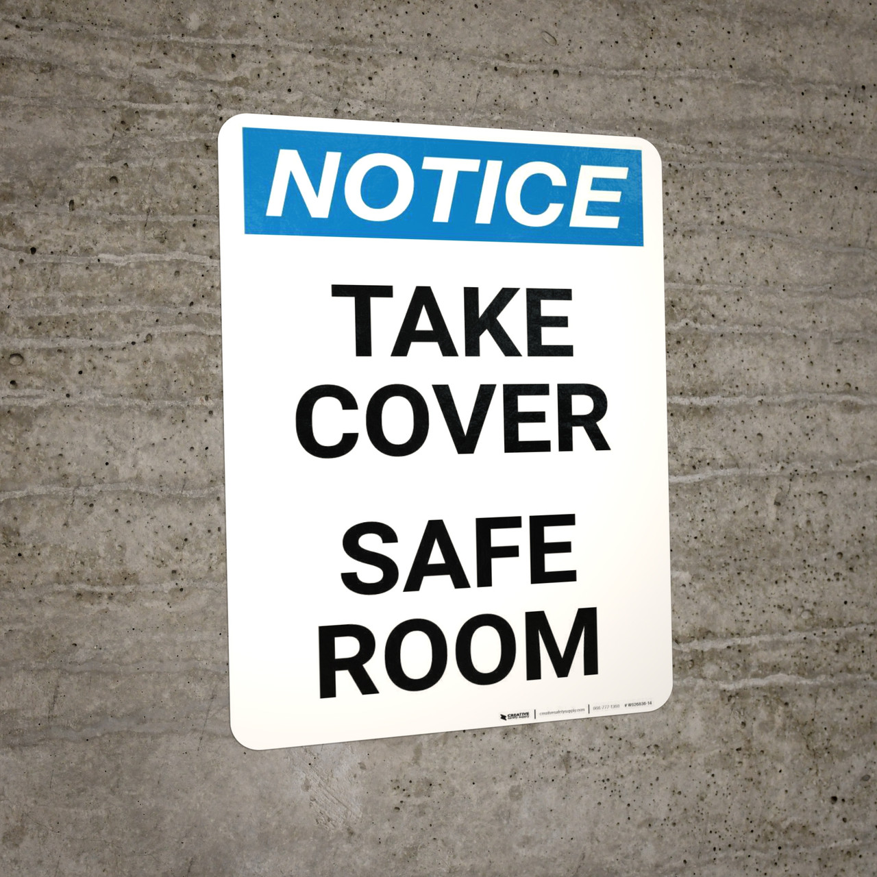 Notice: Take Cover - Safe Room Portrait | Creative Safety Supply