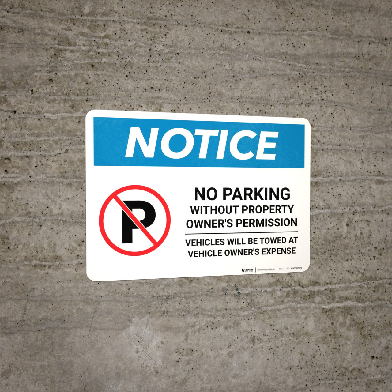 Notice: No Parking Without Property Owner's Permission Landscape