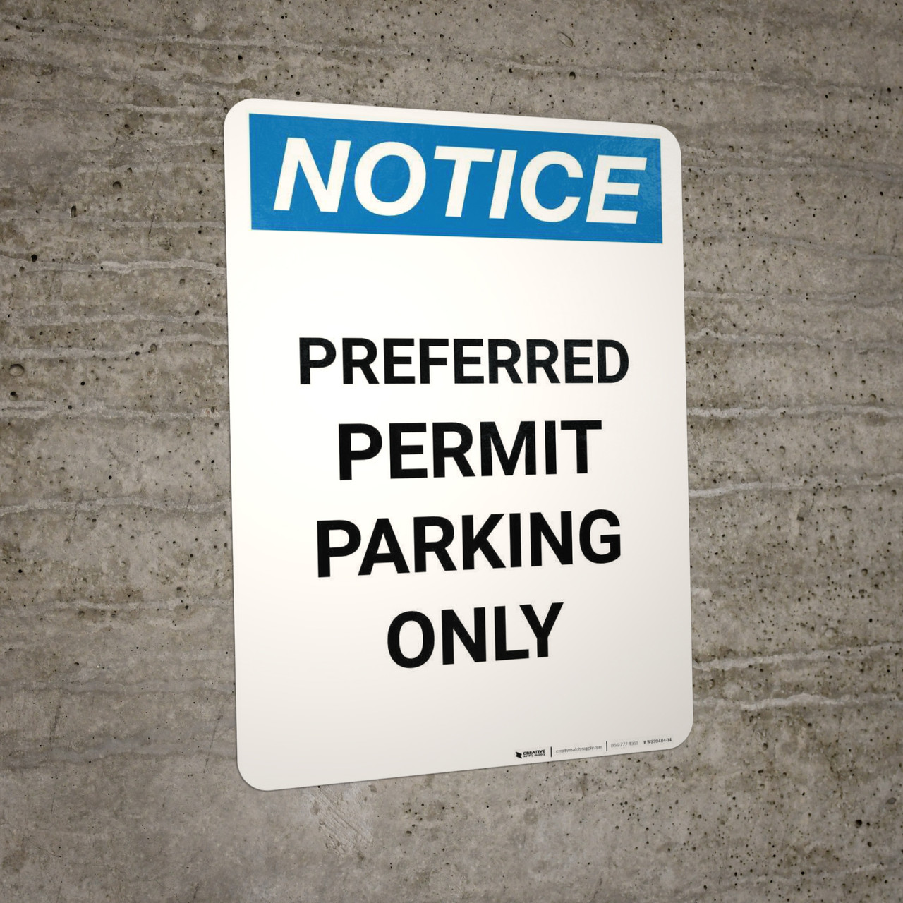 Notice: Preferred Permit Parking Only Portrait