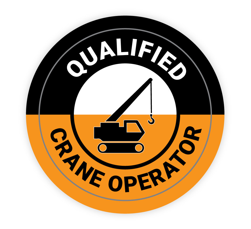Qualified Crane Operator Black and Orange - Hard Hat Sticker