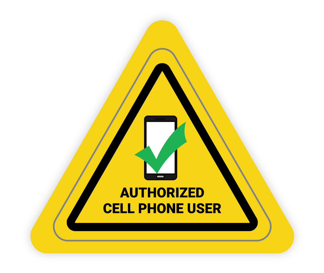 Authorized Cell Phone User Triangle - Hard Hat Sticker