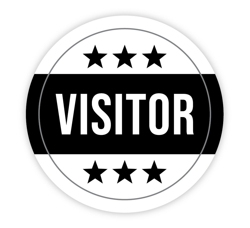 Visitor Black and White - Hard Hat Sticker