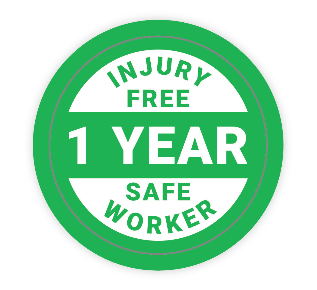 Injury Free Safe Worker 1 Year - Hard Hat Sticker