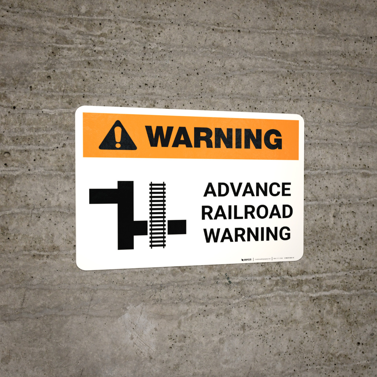 Warning: Advance Railroad Warning ANSI Landscape - Wall Sign
