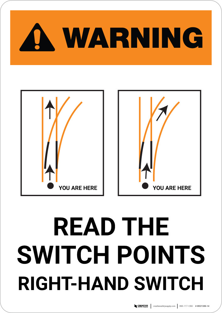 Warning: Intersection W/RR on Left or Right ANSI Portrait - Wall Sign ...