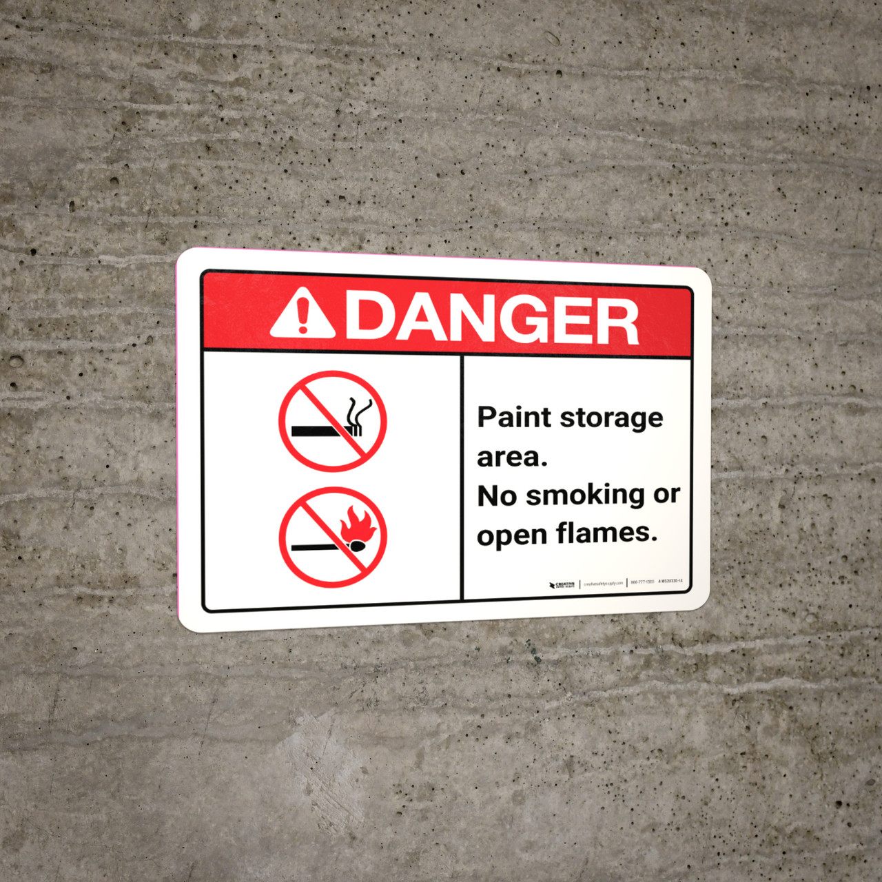 Danger: Paint Storage Area - No Smoking or Open Flames ANSI Landscape ...