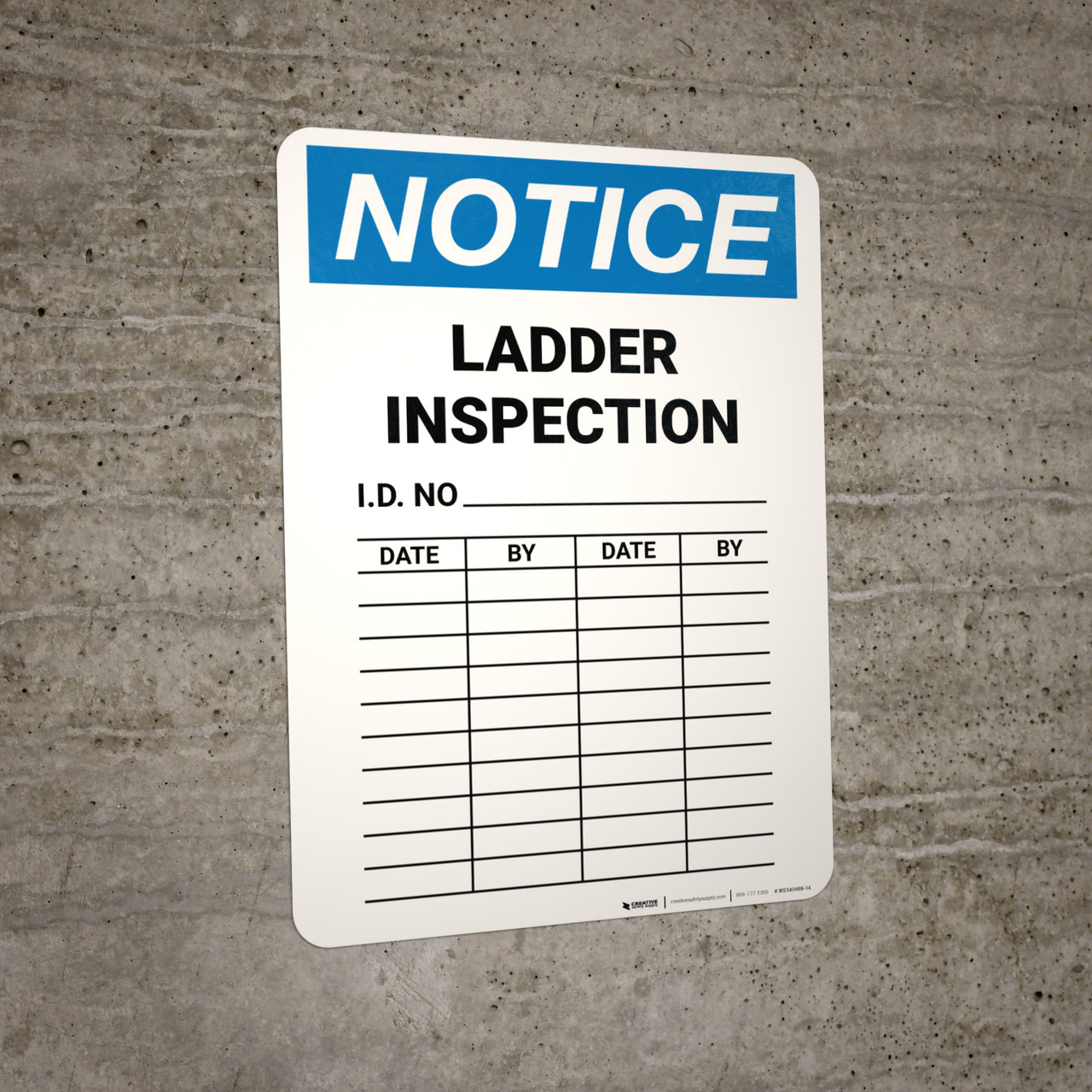 Notice: Ladder Inspection Chart Portrait