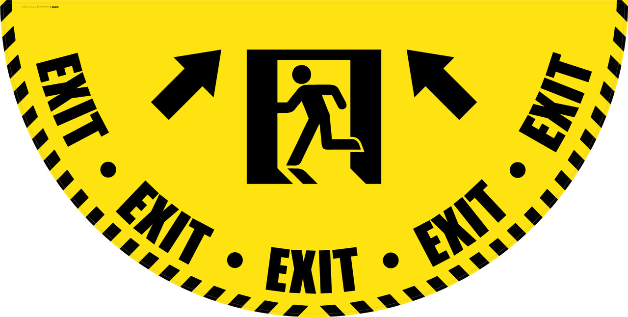 Exit Man Icon with Arrow - Yellow Full Swing Door Sign | Creative ...