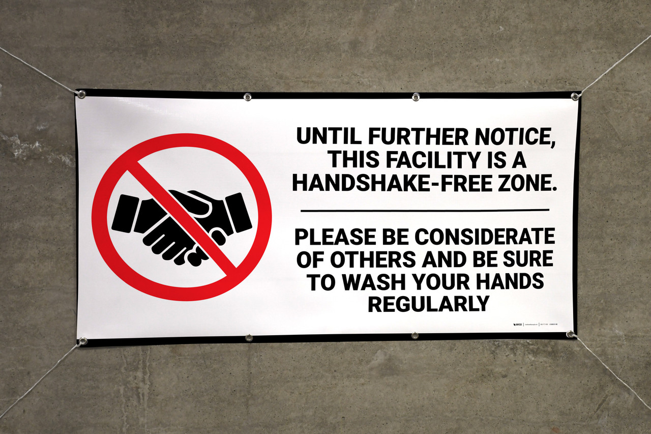 Facility is Handshake-Free Zone Banner
