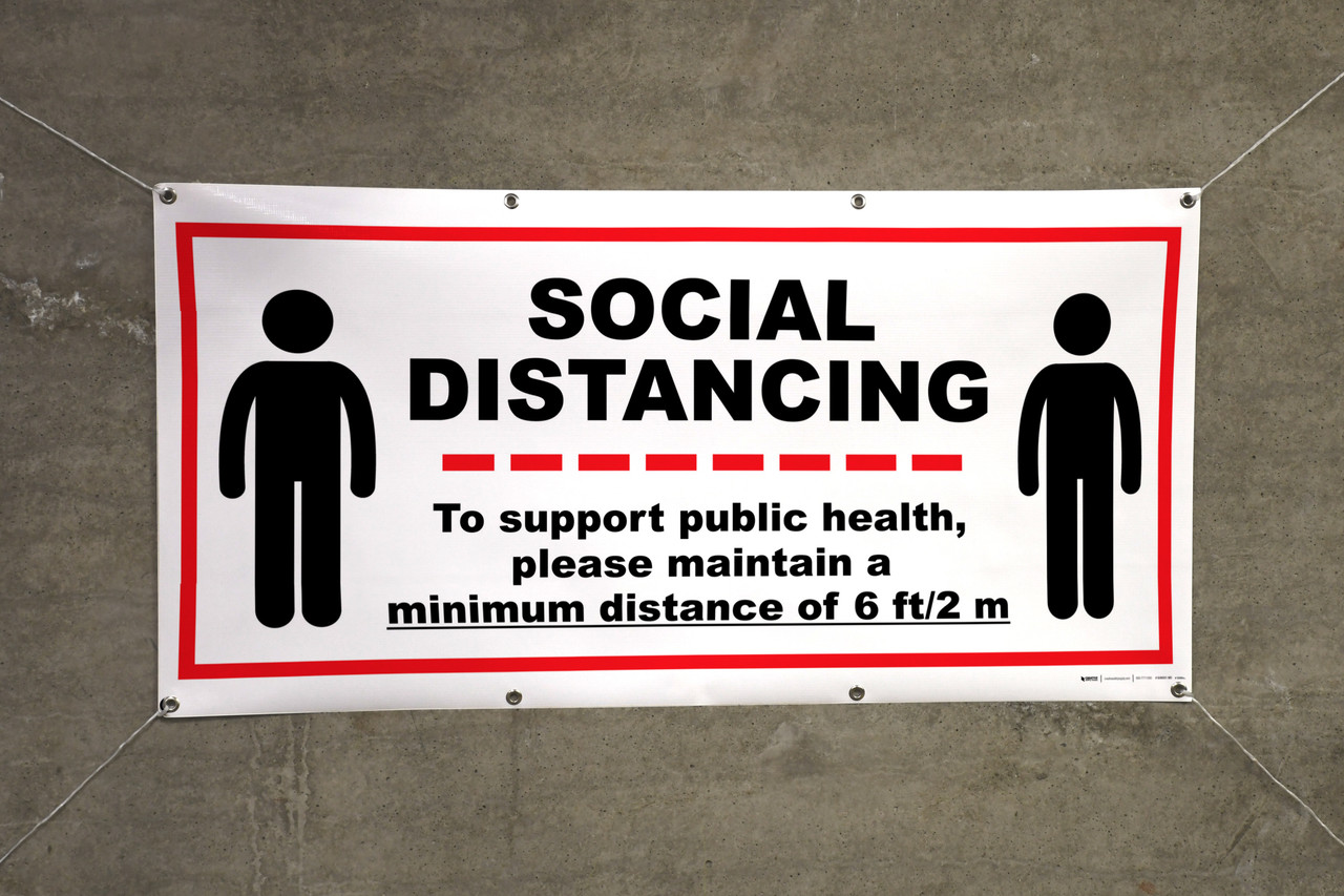 Social Distancing - Please Maintain Distance Banner