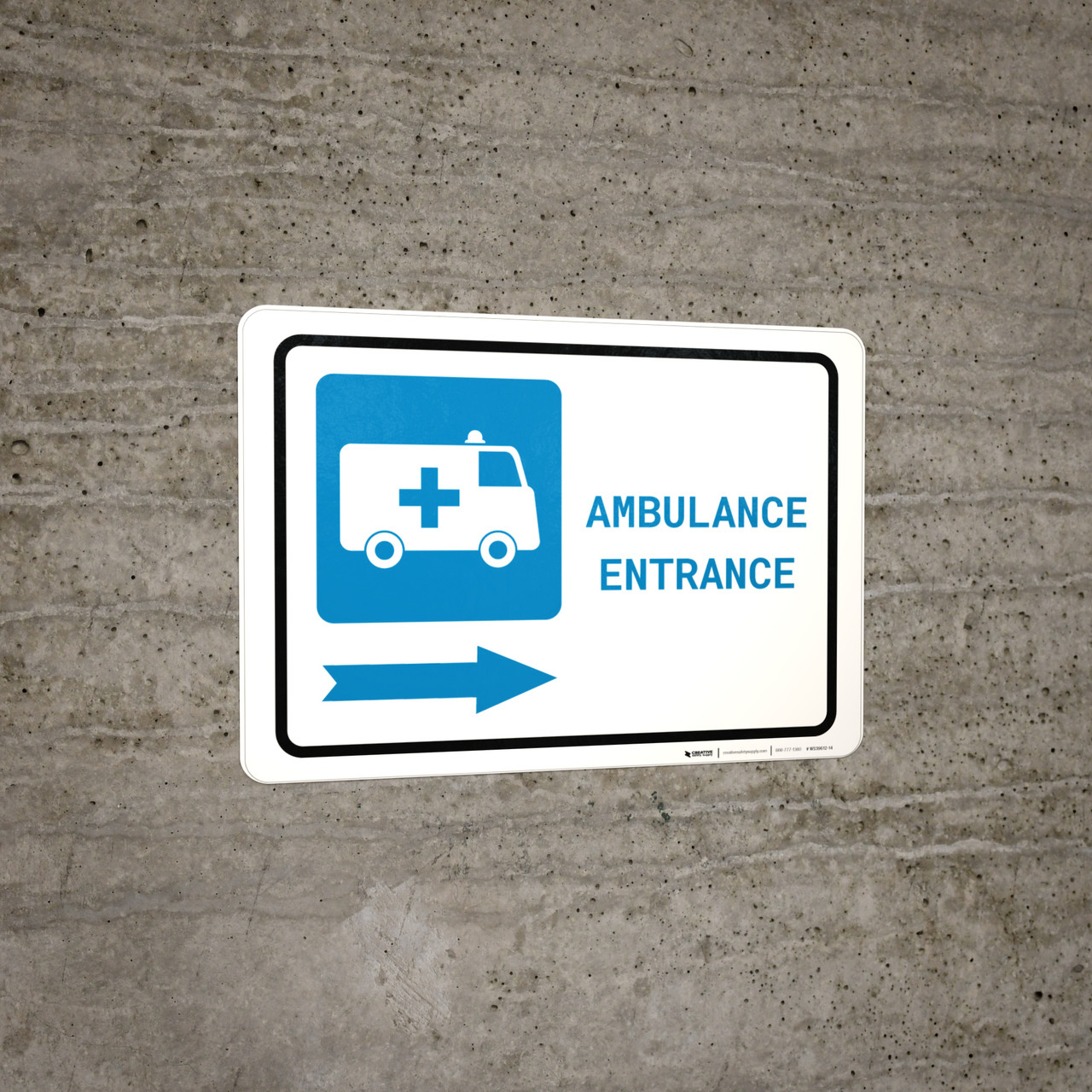 Ambulance Entrance Right Arrow with Icon Landscape - Wall Sign