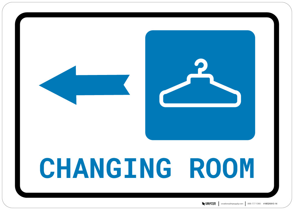 Changing Room Left Arrow with Icon Landscape - Wall Sign