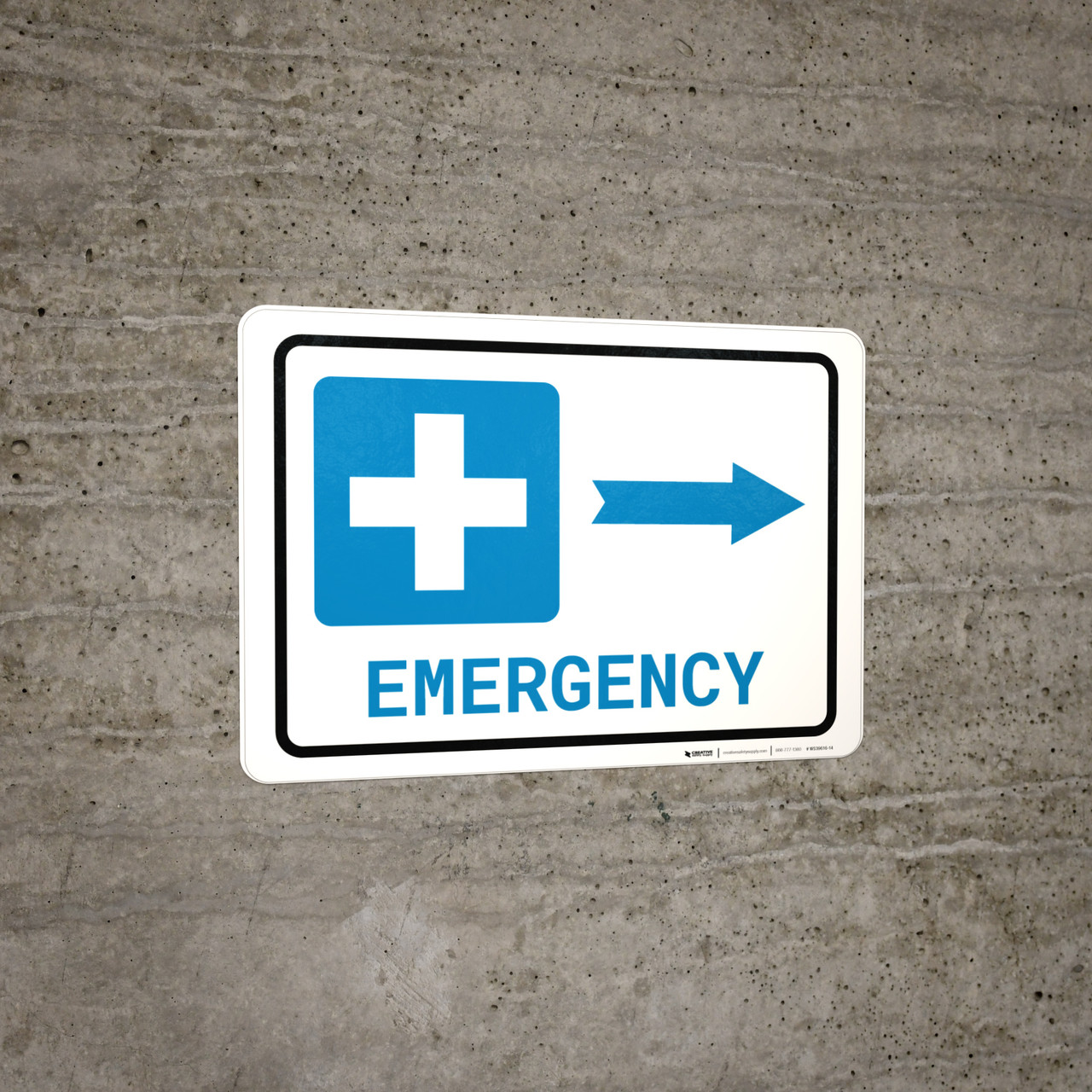 Emergency Right Arrow with Icon Landscape - Wall Sign | Creative Safety ...